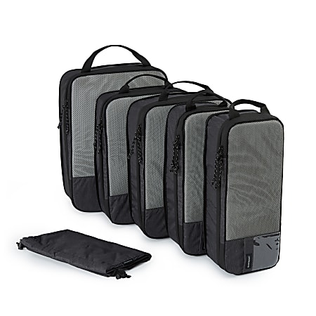 BAGSMART Polyester Packing Cubes Black Set Of 6 Cubes - Office Depot