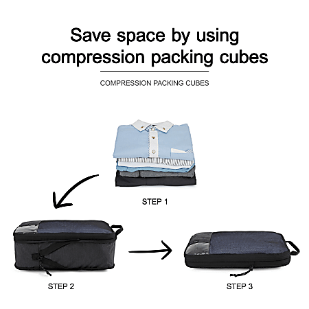 BAGSMART Polyester Packing Cubes Black Set Of 6 Cubes - Office Depot
