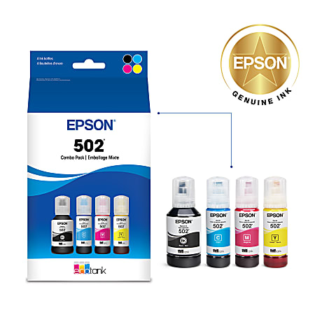 Epson 502 Black Cyan Magenta Yellow High Yield Ink Bottles Pack Of 4 ...