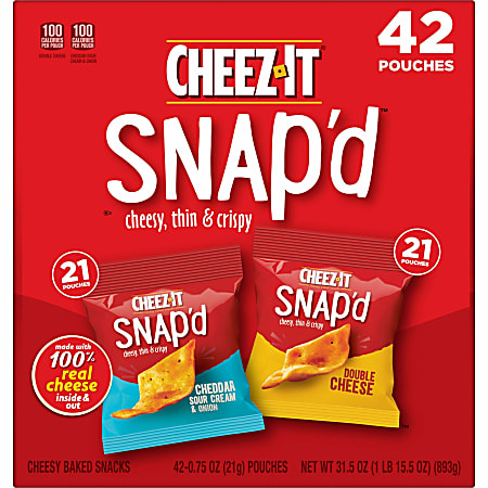 Cheez It Snapd Baked Cheese Variety Pack Assorted 1.97 lb 42 Carton ...