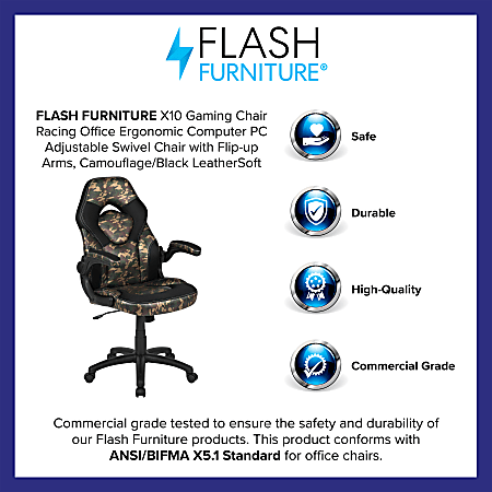 Flash Furniture X10 Ergonomic LeatherSoft Faux Leather High Back Racing ...