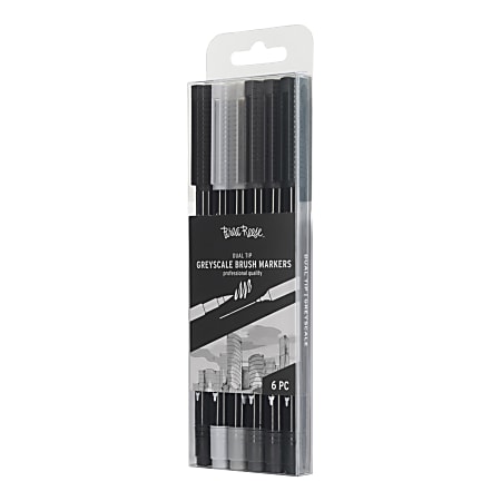Brea Reese Dual Tip Brush Markers Grayscale Pack Of 6 Markers - Office ...