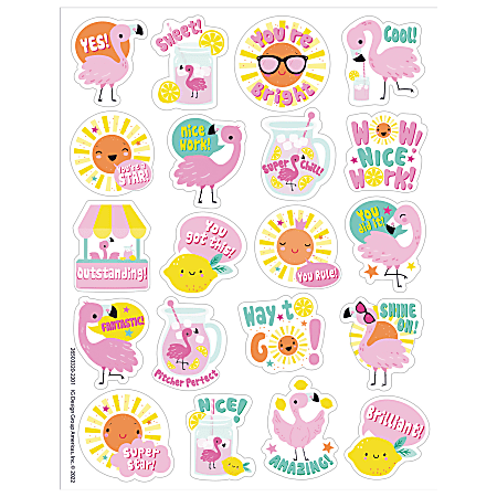 Eureka Scented Stickers Medium Flamingo Strawberry Lemonade 80 Stickers ...