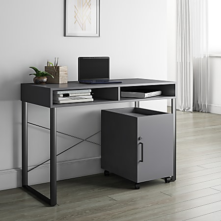 Realspace Bexler 42 W Computer Desk With Mobile Cart GrayBlack - Office ...