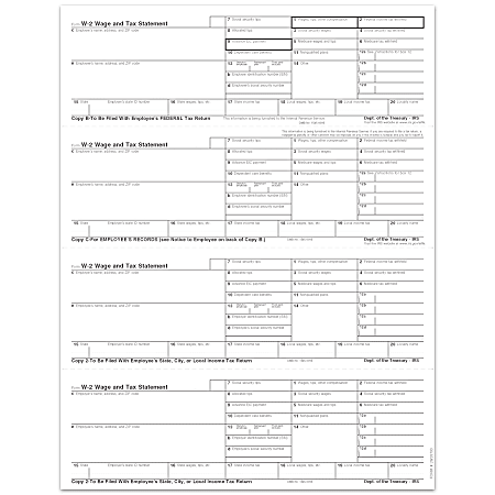 TOPS W 2 Employee 4 Up Cut Sheet Form For 2007 Tax Year Pack Of 2000 ...