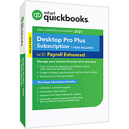 Intuit QuickBooks Desktop Pro Plus With Enhanced Payroll 2021 For Windows DiscDownload - Office ...