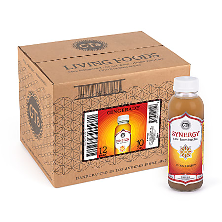 GT Synergy Organic Gingerade Kombucha 10 Fl oz Pack Of 12 Drinks ...