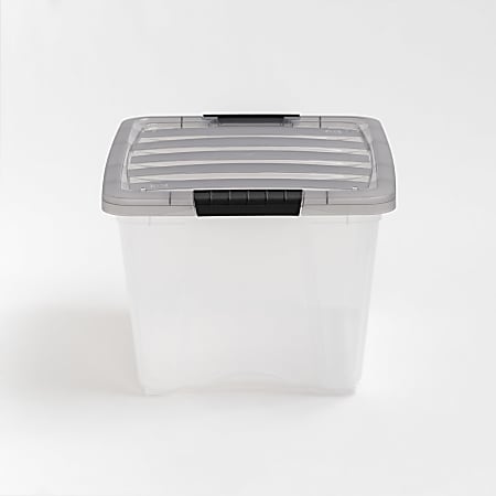 Iris Stack Pull Storage Boxes 8 Gallon ClearGray Set Of 5 Boxes ...