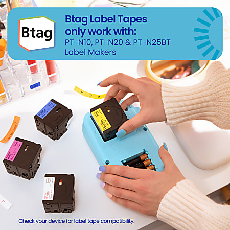 Brother P touch Btag Label Tape BTAG3M01 0.47 in by 13.1 ft White on ...