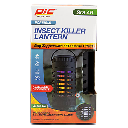PIC Flickering Flame Solar Portable Insect Killer Lantern Black ...