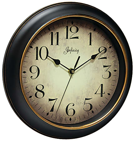 Infinity Instruments Hanover 12 Round Wall Clock BlackRose Gold ...