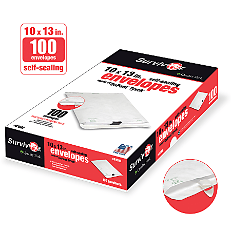 Quality Park Tyvek Envelopes 10 x 13 White Box Of 100 - Office Depot