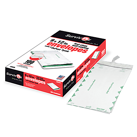 Quality Park Tyvek 9 x 12 Envelopes Self Adhesive First Class White Box ...