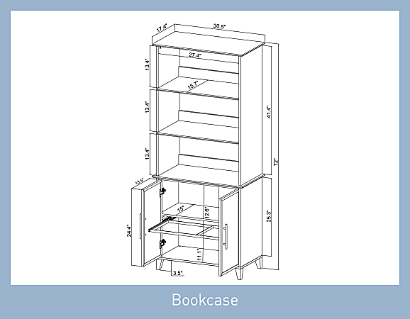 Realspace Koru 72 H 3 Shelf Bookcase With Printer Shelf File Storage ...