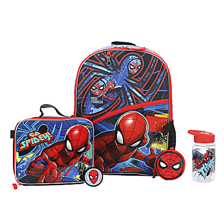 Bioworld Spiderman Backpack With Lunch Bag Utility Case Key Chain And ...