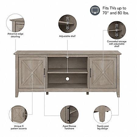 Bush Furniture Key West TV Stand for 70 TV 24 25 H x 60 14 W x 15 57 D ...