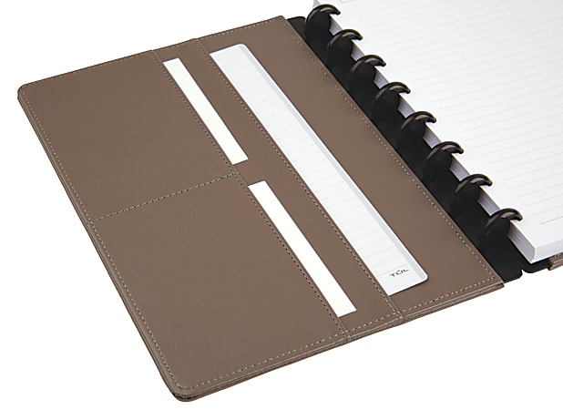 TUL® Discbound Notebook With Leather Cover, Junior Size, Narrow Ruled ...