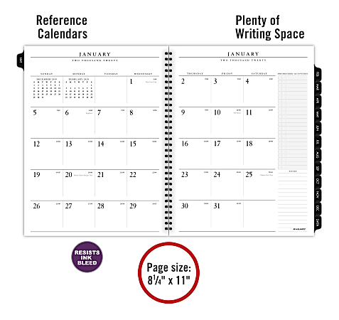 AT A GLANCE Executive WeeklyMonthly Planner Refills 8 14 x 11 Black ...