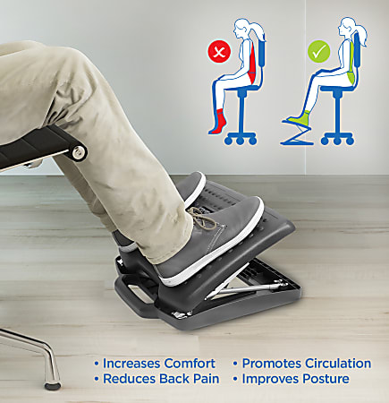 Mount It Adjustable Under Desk Footrest With Massaging Rollers Plastic ...