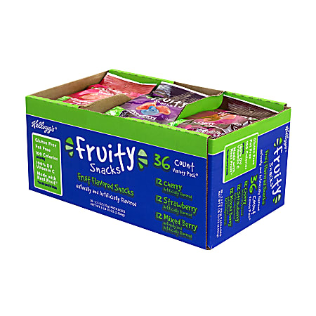 Kelloggs Fruit Flavored Fruity Snacks 2.5 Oz Pack Of 36 Snack Pouches ...