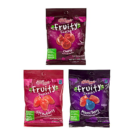 Kelloggs Fruit Flavored Fruity Snacks 2.5 Oz Pack Of 36 Snack Pouches ...