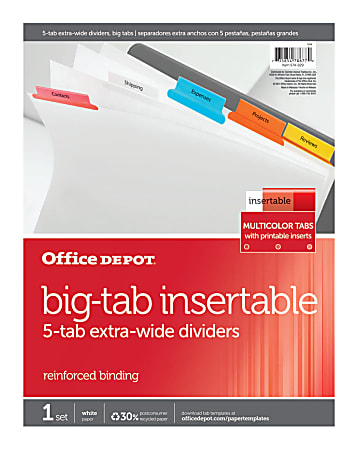 Office Depot Brand Insertable Extra Wide Dividers With Big Tabs ...