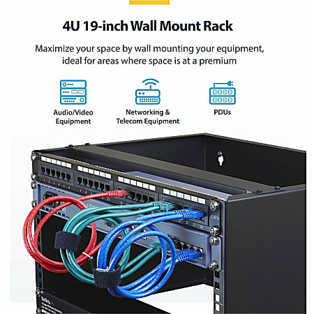 StarTech.com 4U Wall Mount Rack 13.78in Deep 19 inch Wall Mount Network ...