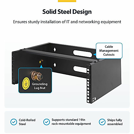 StarTech.com 4U Wall Mount Rack 13.78in Deep 19 inch Wall Mount Network ...