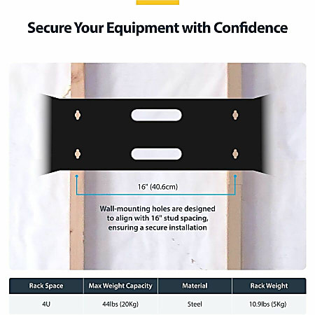 StarTech.com 4U Wall Mount Rack 13.78in Deep 19 inch Wall Mount Network ...