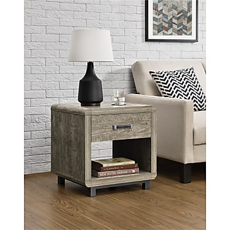 Ameriwood Home Eastlin End Table Square Weathered Oak - Office Depot