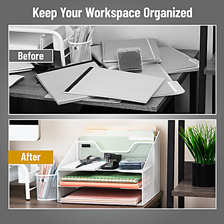 Mind Reader Desktop Vertical Paper Tray Organizer 9 12 H x 11 12 W x 12 ...