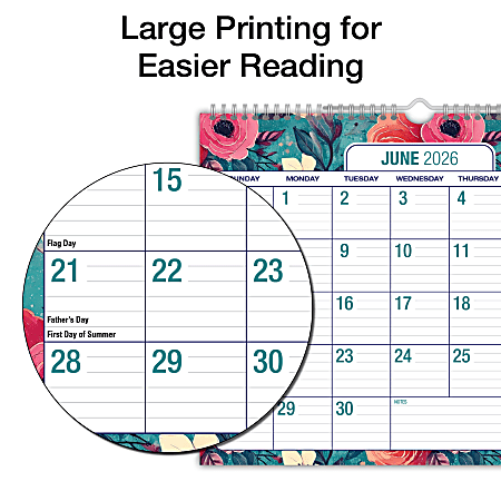 2026 2027 Excello Brands Academic Year Large Print Wall Calendar 15 x ...