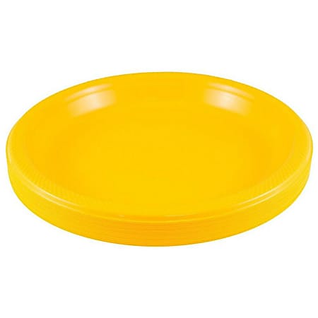 JAM PAPER Round Plastic Party Plates Large 10 14 inch Yellow 20Pack ...