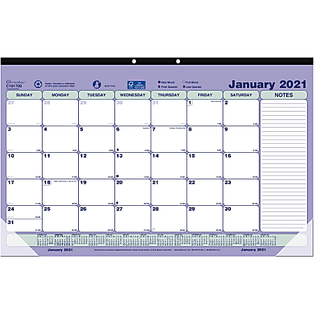 Brownline Classic Monthly Desk Pad Calendar 10 78 x 17 34 January to ...