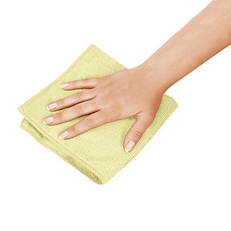 Globe Commercial Products Microfiber Cloths 16 x 16 Yellow Pack Of 10 ...