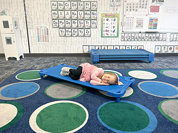 Kore Design Stackable Toddler Cot 7 H x 23 W x 52 L Blue - Office Depot