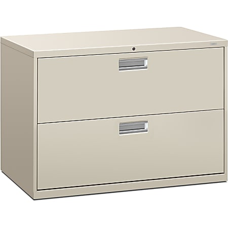 HON Brigade 600 42 W x 18 D Lateral 2 Drawer File Cabinet Light Gray Office Depot