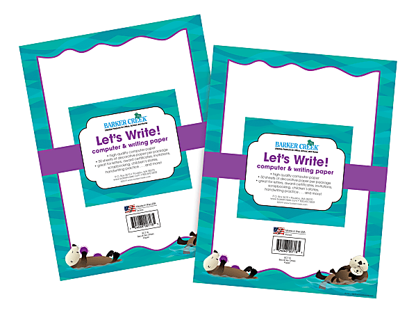 Barker Creek Computer Paper Letter Paper Size 60 Lb Sea Sky Otters 100 ...