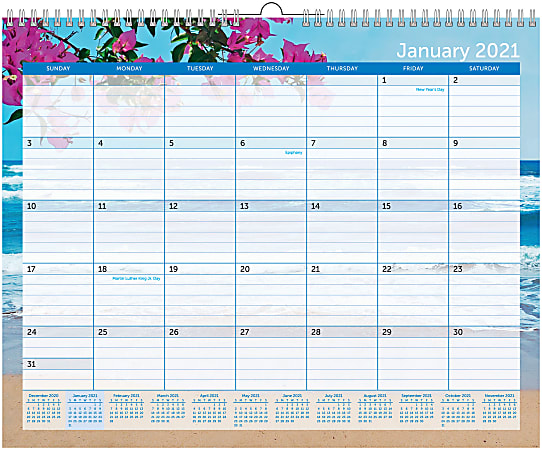Office Depot® Brand Monthly Wall Calendar, 12" x 15", Paradise, January ...