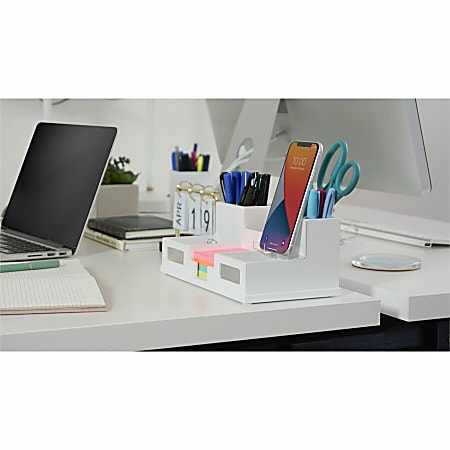 Victor W9525 Pure White Desk Organizer with Smart Phone Holder 6 ...