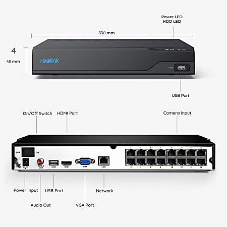 Reolink 16 channel NVR With 4TB Pre Installed 1.77 H x 13 W x 12.4 D ...