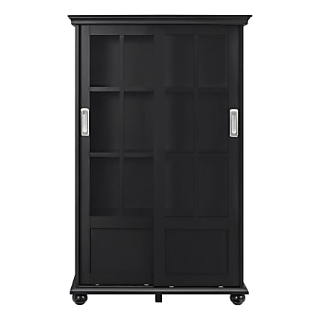 Ameriwood Home Aaron Lane 51 H 4 Shelf Bookcase With Sliding Glass ...
