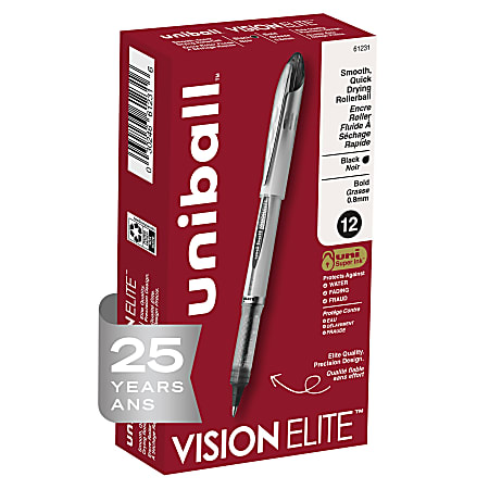 uni ball Vision Elite Liquid Ink Rollerball Pens Bold Point 0.8 mm ...