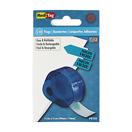 Redi Tag Preprinted Signature Flags In Dispenser SIGN HERE Blue ...