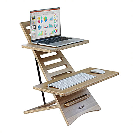 Victor DC175A 17 W Acacia Wood Laptop Standing Desk With Two Work ...