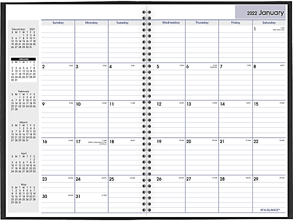AT A GLANCE 14 Month DayMinder Monthly Planner 8 x 12 Black December ...