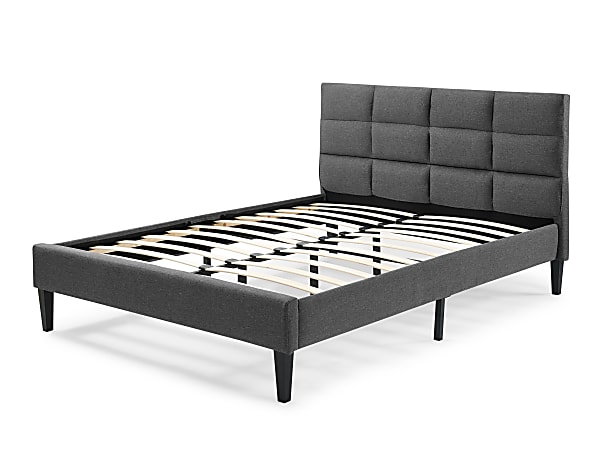Lifestyle Solutions Serta Zara Upholstered Platform Bed Frame Queen 41 34 H x 57 78 W x 82 34 D Dark Gray Office Depot