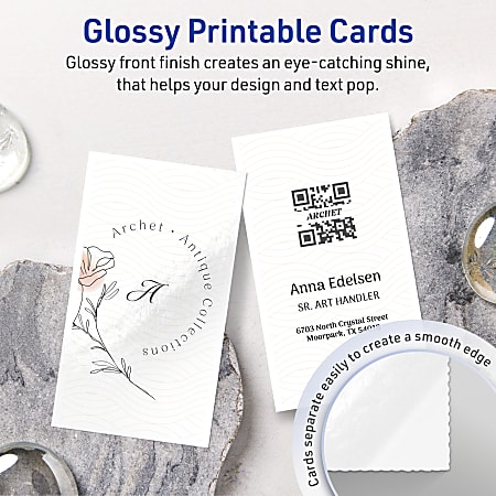 Avery Printable Business Cards With Sure Feed Technology 2 x3.5 Glossy ...