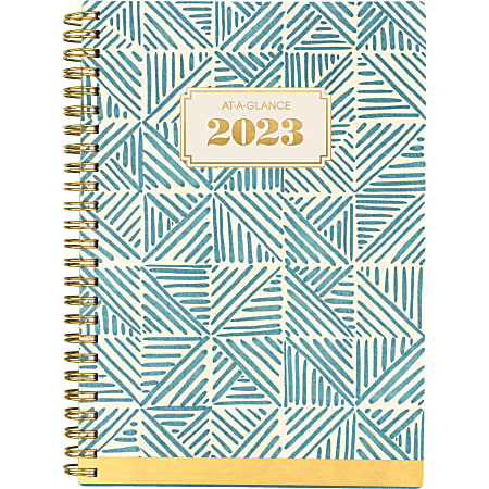 2023 2024 AT A GLANCE BADGE RY Weekly Monthly Planner Hand Drawn Geo ...
