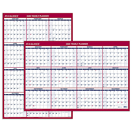 2025 AT A GLANCE Vertical Erasable Wall Calendar With Marker 36 x 24 ...